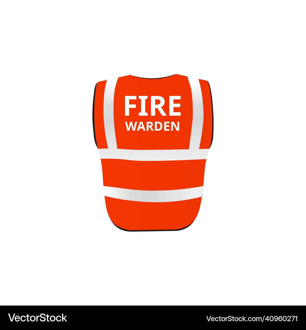 Red safety vest for fire warden with fluorescent Vector Image