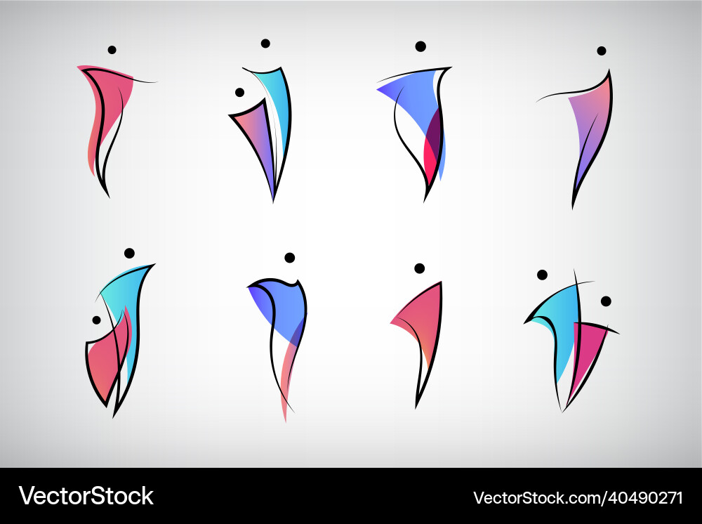Set human body logos people shapes linear Vector Image