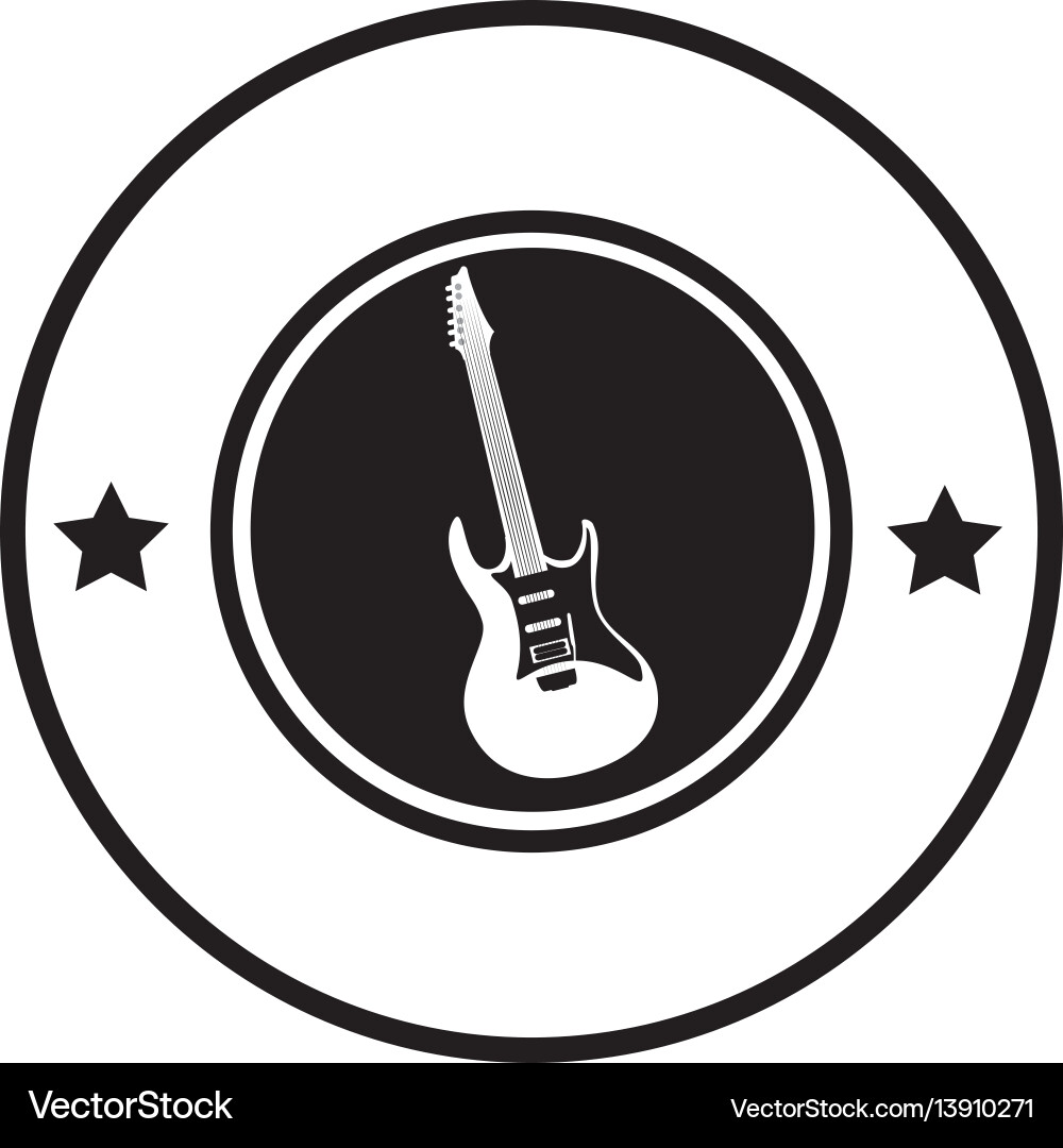 Silhouette circular border with electric guitar Vector Image