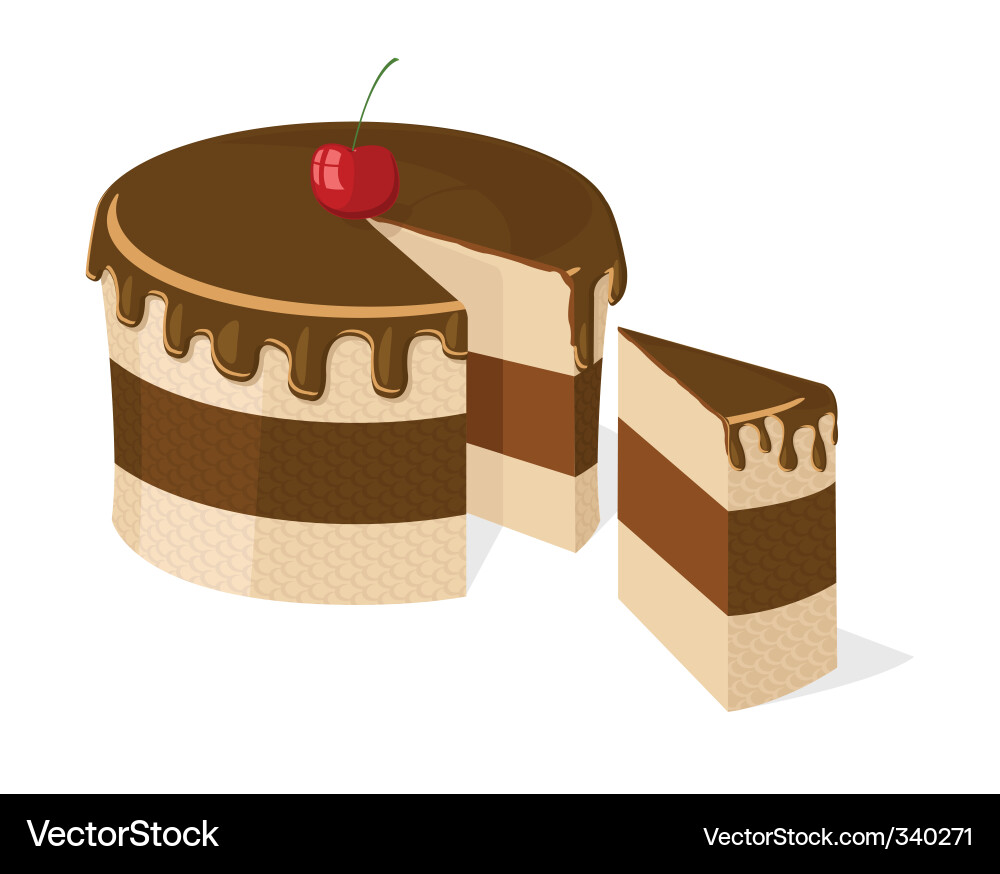 Sliced chocolate cake Royalty Free Vector Image