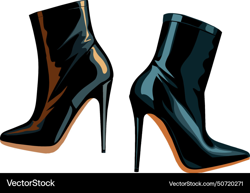 Stylish black heeled ankle boots Royalty Free Vector Image
