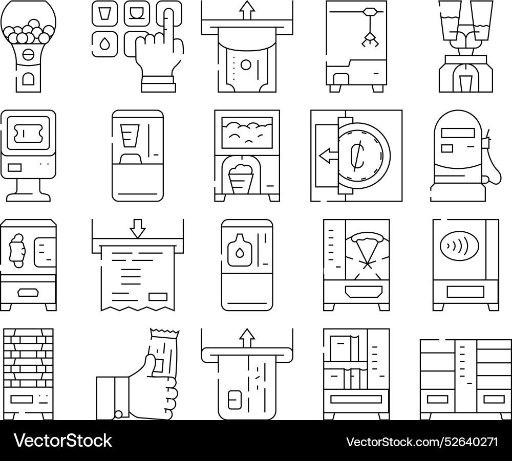 Vending machine sale equipment icons set Vector Image
