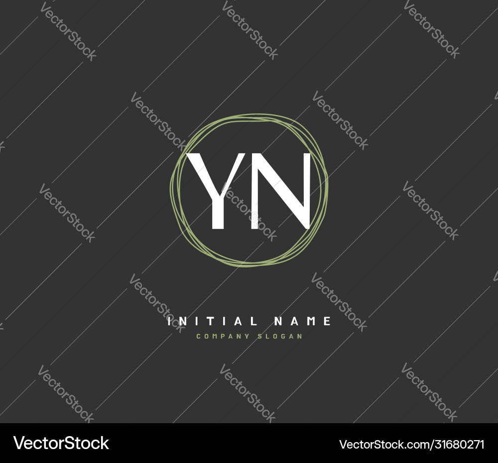 Y n yn beauty initial logo handwriting Royalty Free Vector