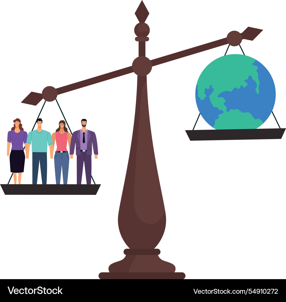Balance world overpopulation Royalty Free Vector Image