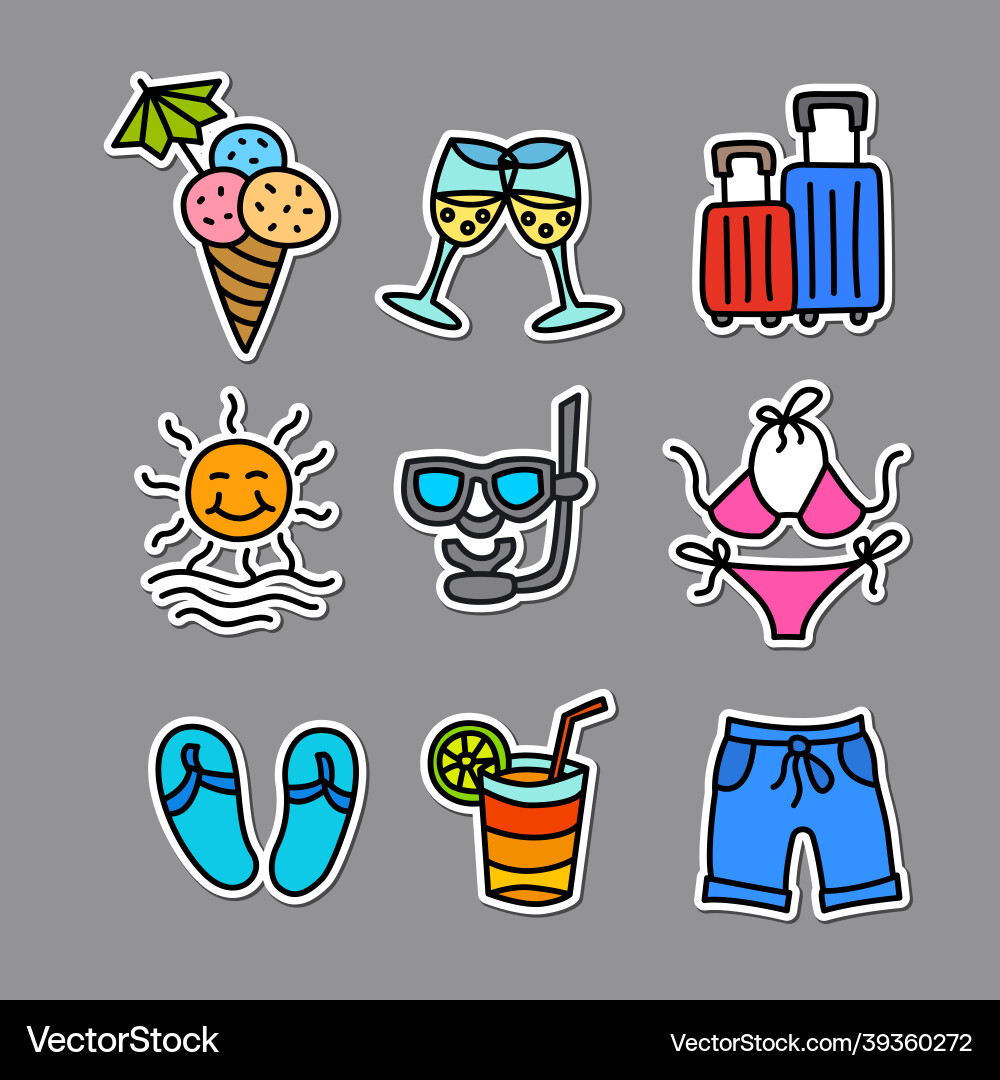 Beach resort stickers Royalty Free Vector Image