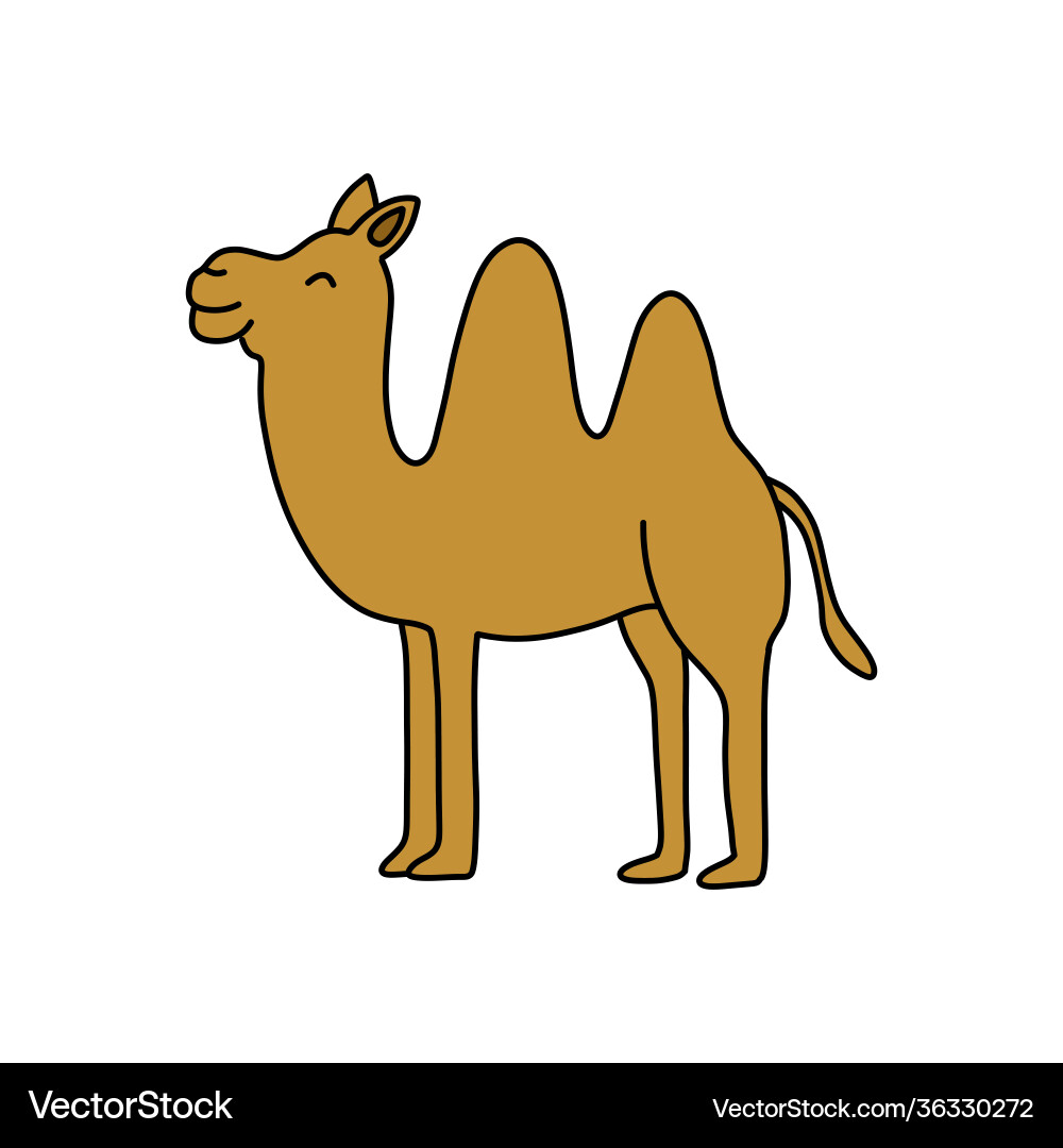 Camel doodle icon color line Royalty Free Vector Image