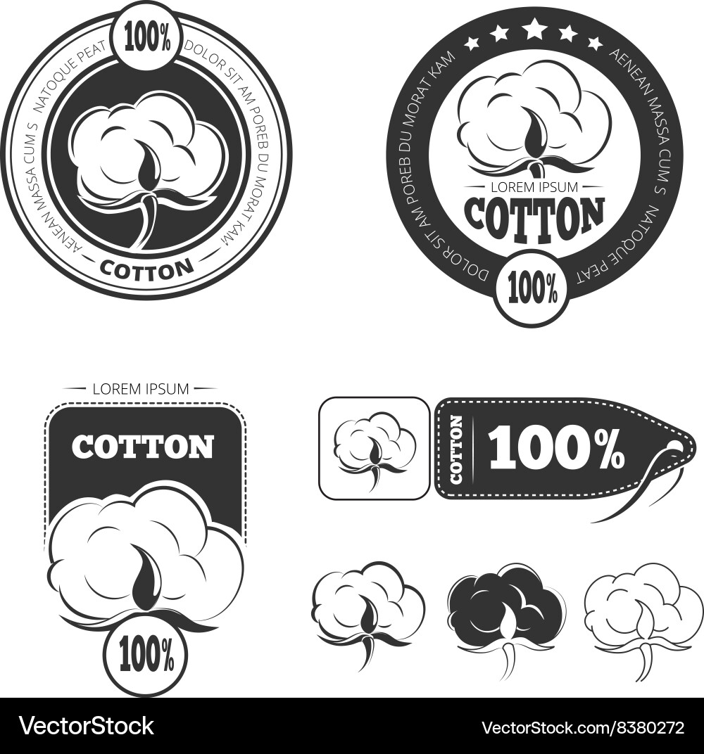 Cotton vintage logo labels and badges set Vector Image