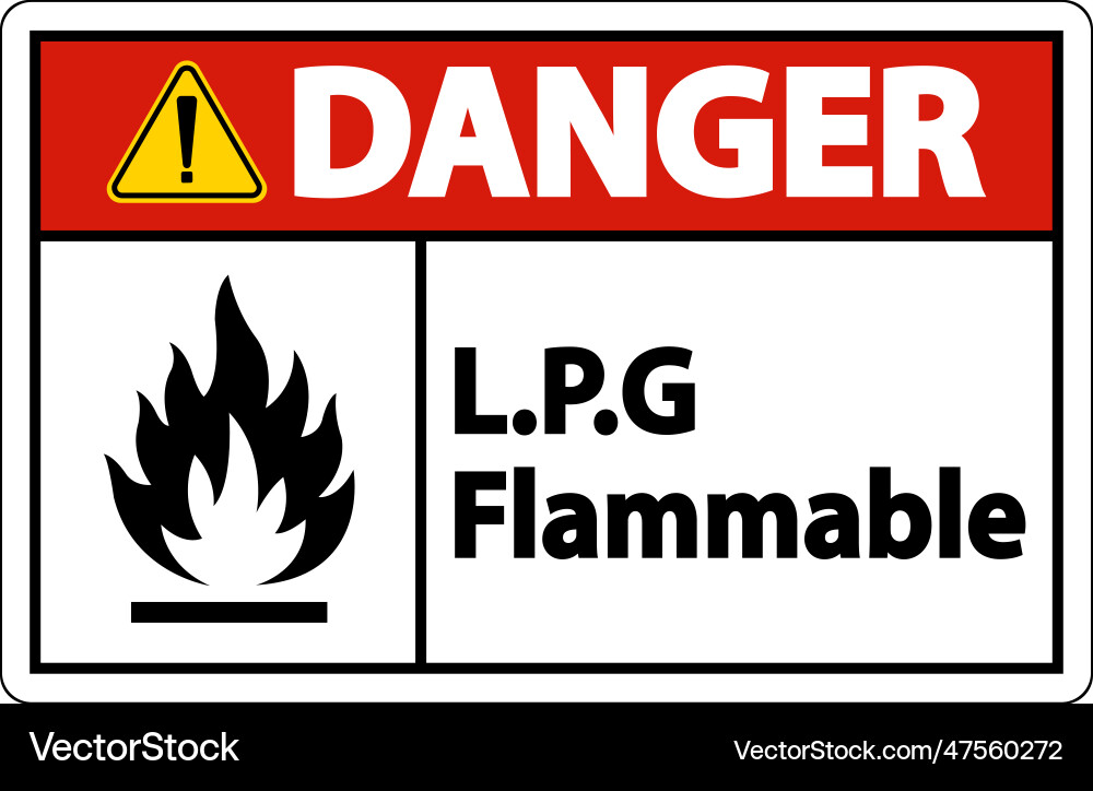 Danger lpg flammable symbol sign on white Vector Image