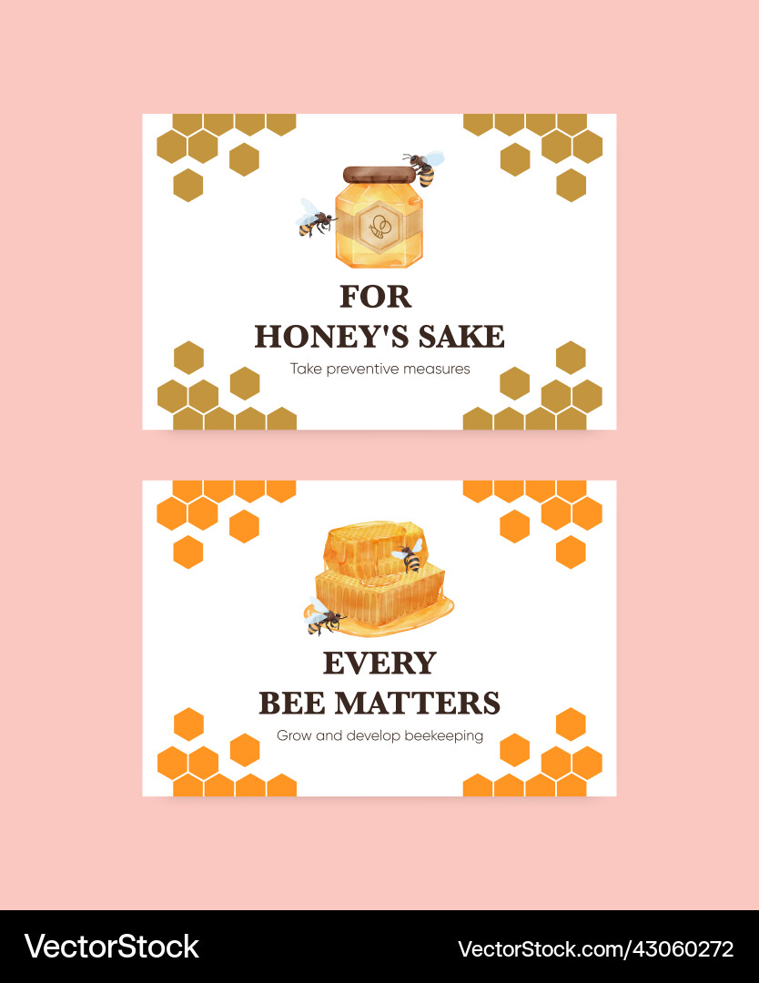 Facebook post template with honey bee Royalty Free Vector
