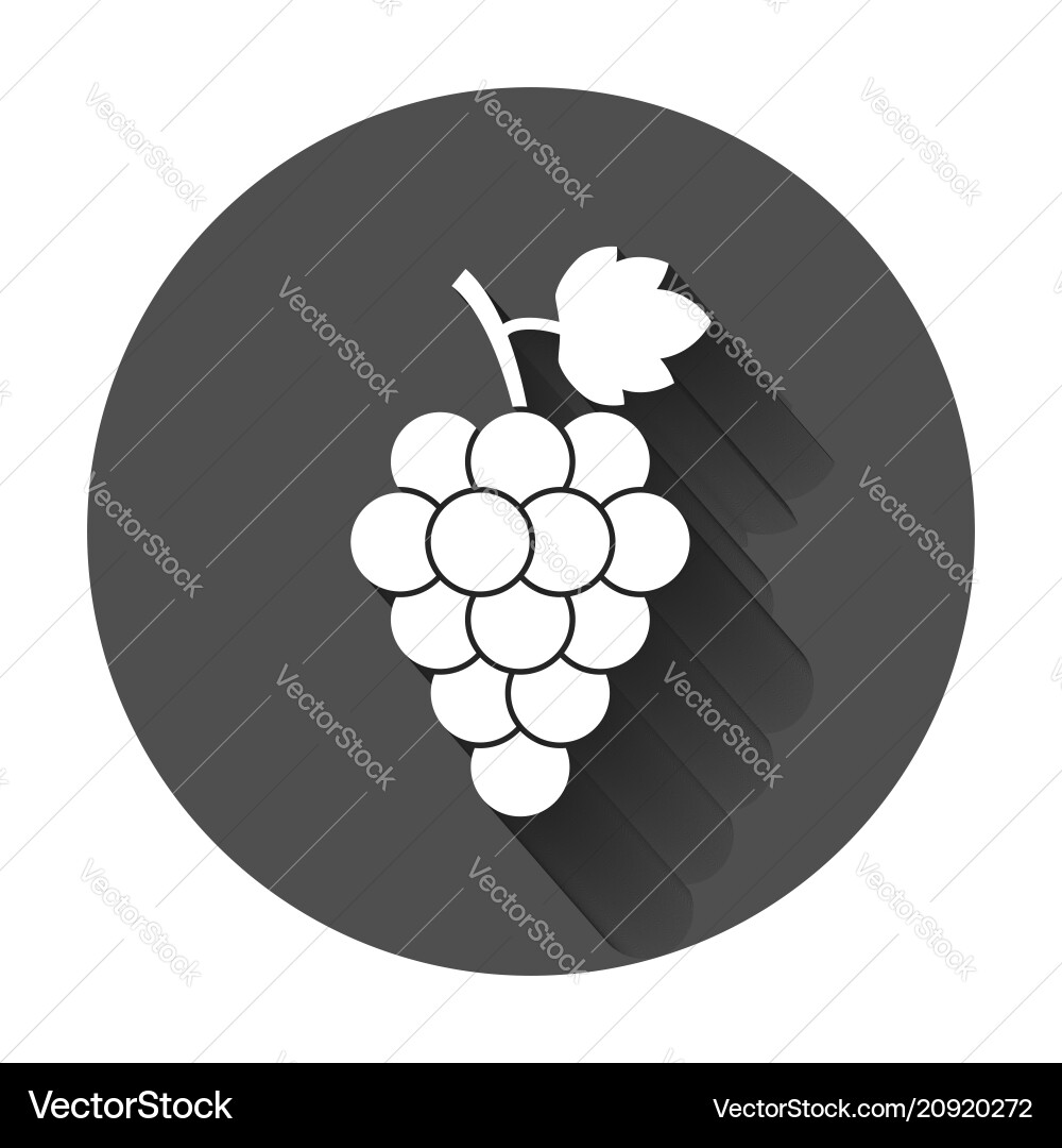 Grape fruit with leaf icon long shadow Royalty Free Vector