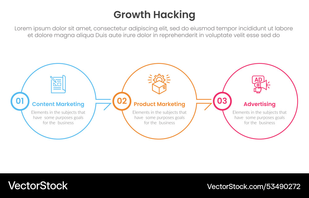 Growth hacking infographic 3 point with big Vector Image