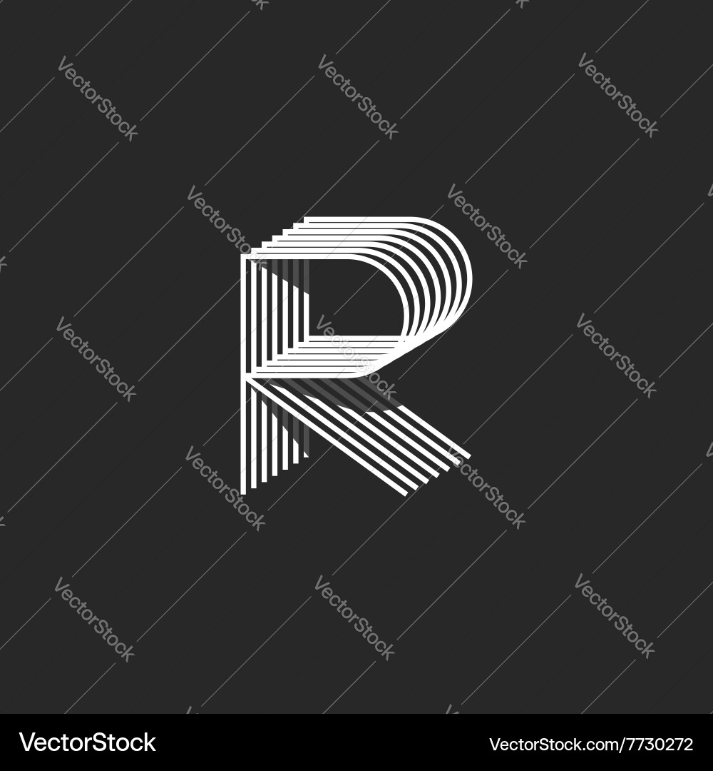 Isometric letter r logo mockup modern monogram Vector Image