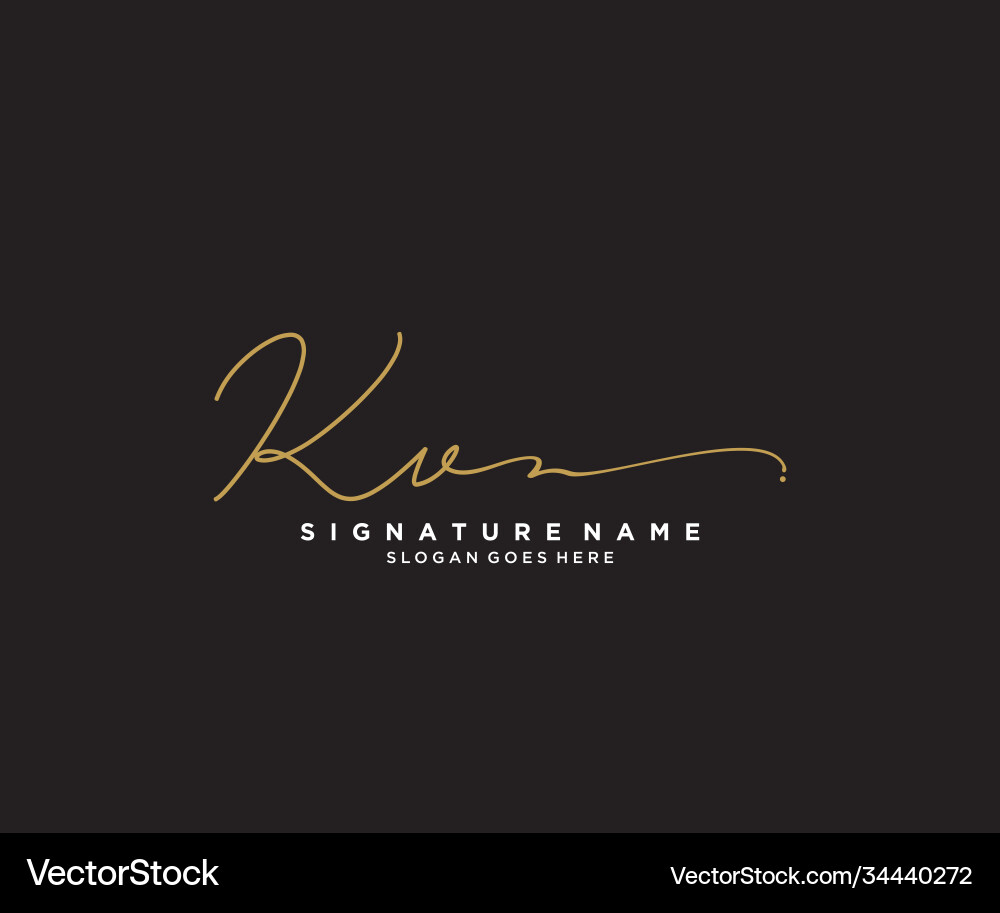 Letter kv signature logo template Royalty Free Vector Image