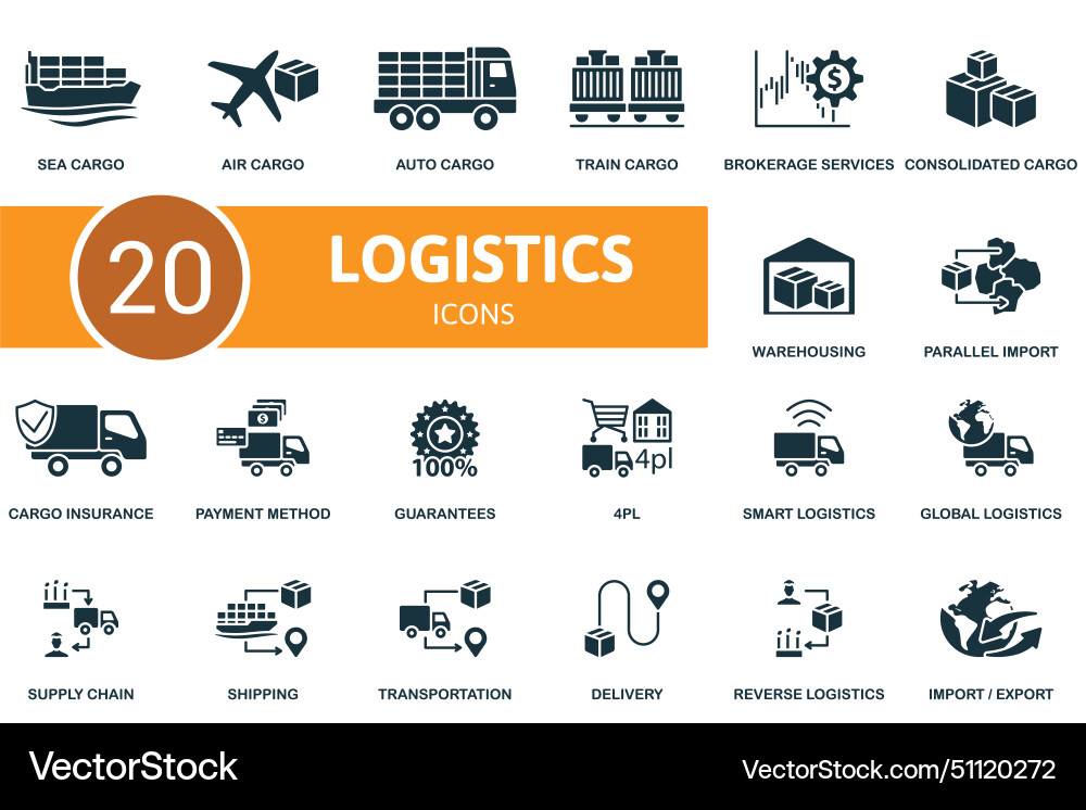 Logistics set creative icons Royalty Free Vector Image