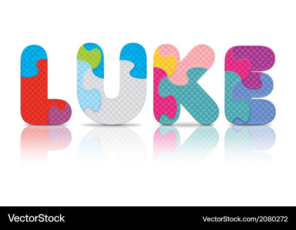 Luke written with alphabet puzzle Royalty Free Vector Image