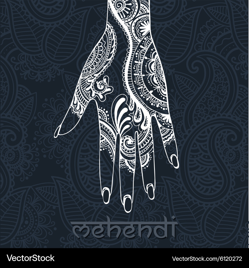 Mehendi hand Royalty Free Vector Image - VectorStock