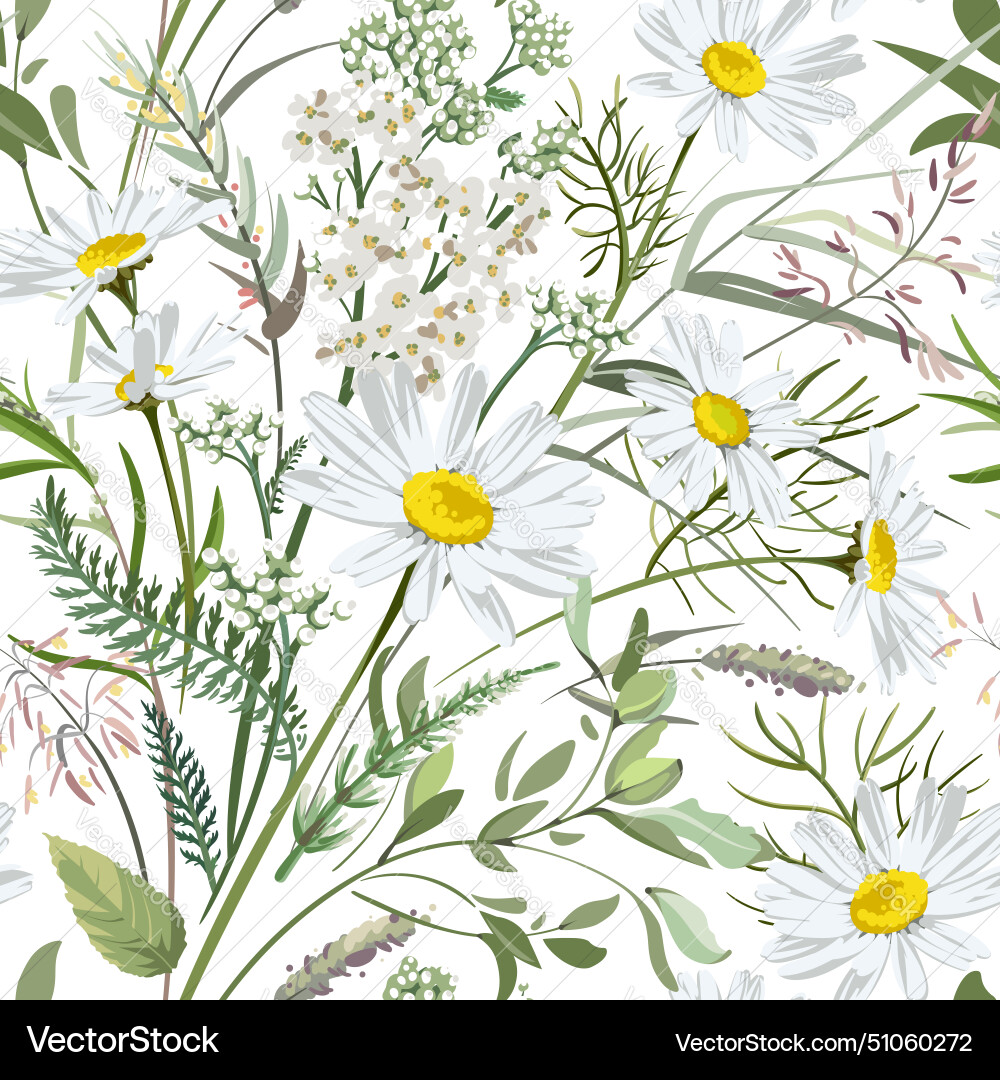 Seamless pattern with flowers Royalty Free Vector Image