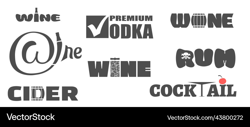 Various types of alcohol emblems design collection