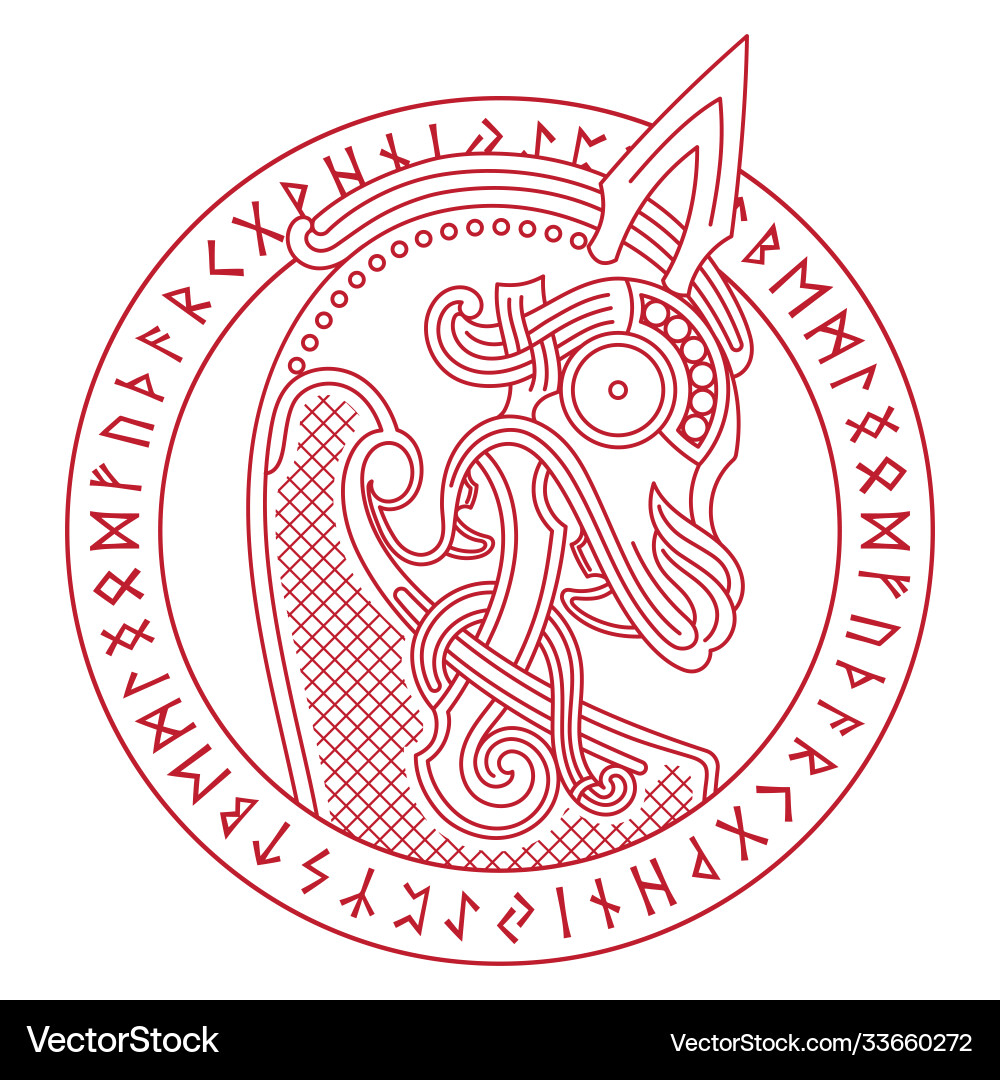Viking Drakkar Runes & Dragon Head Royalty Free Vector