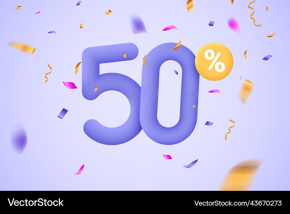 50 percent discount 3d mega Royalty Free Vector Image