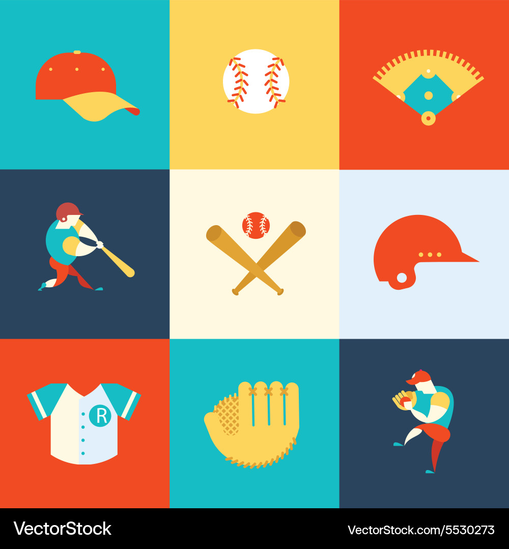Baseball Icon Set Royalty Free Vector Image - VectorStock
