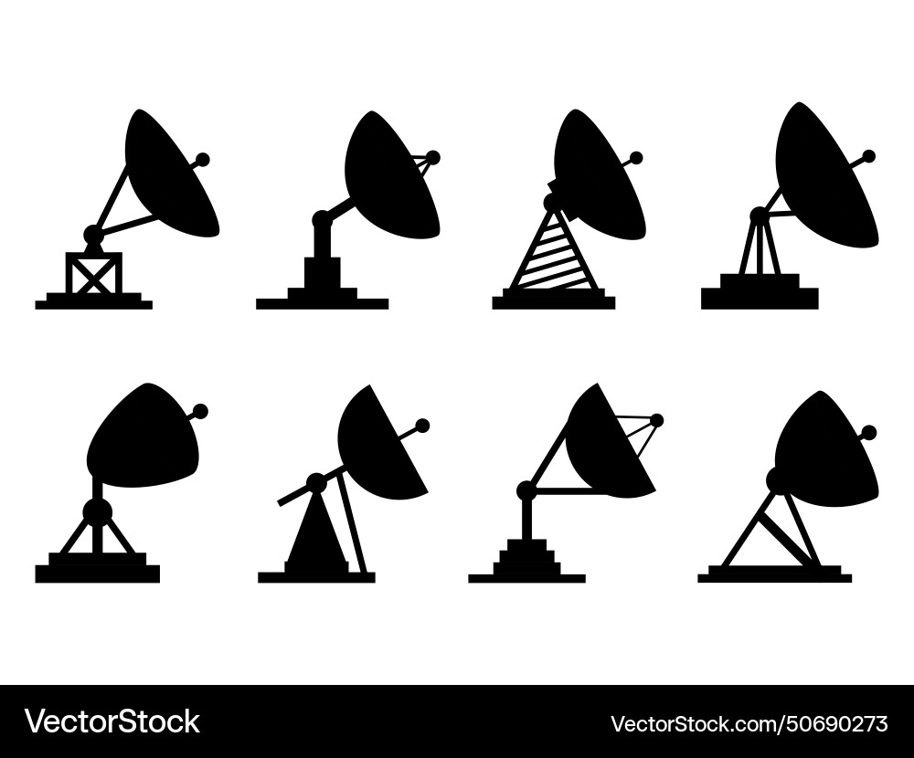 Black parabolic antenna isolated on a white Vector Image