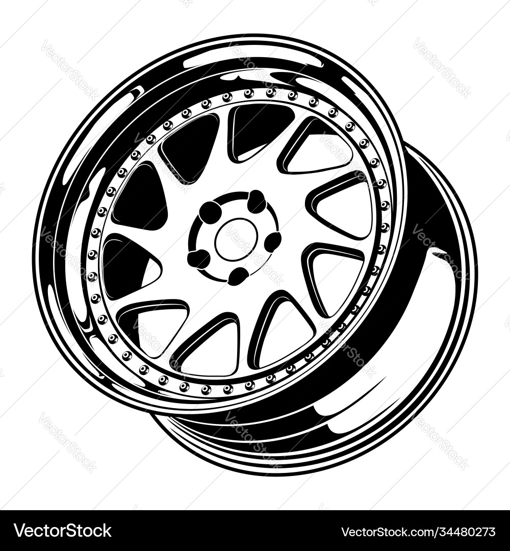Car Wheel Rims Line Art Royalty Free Vector Image