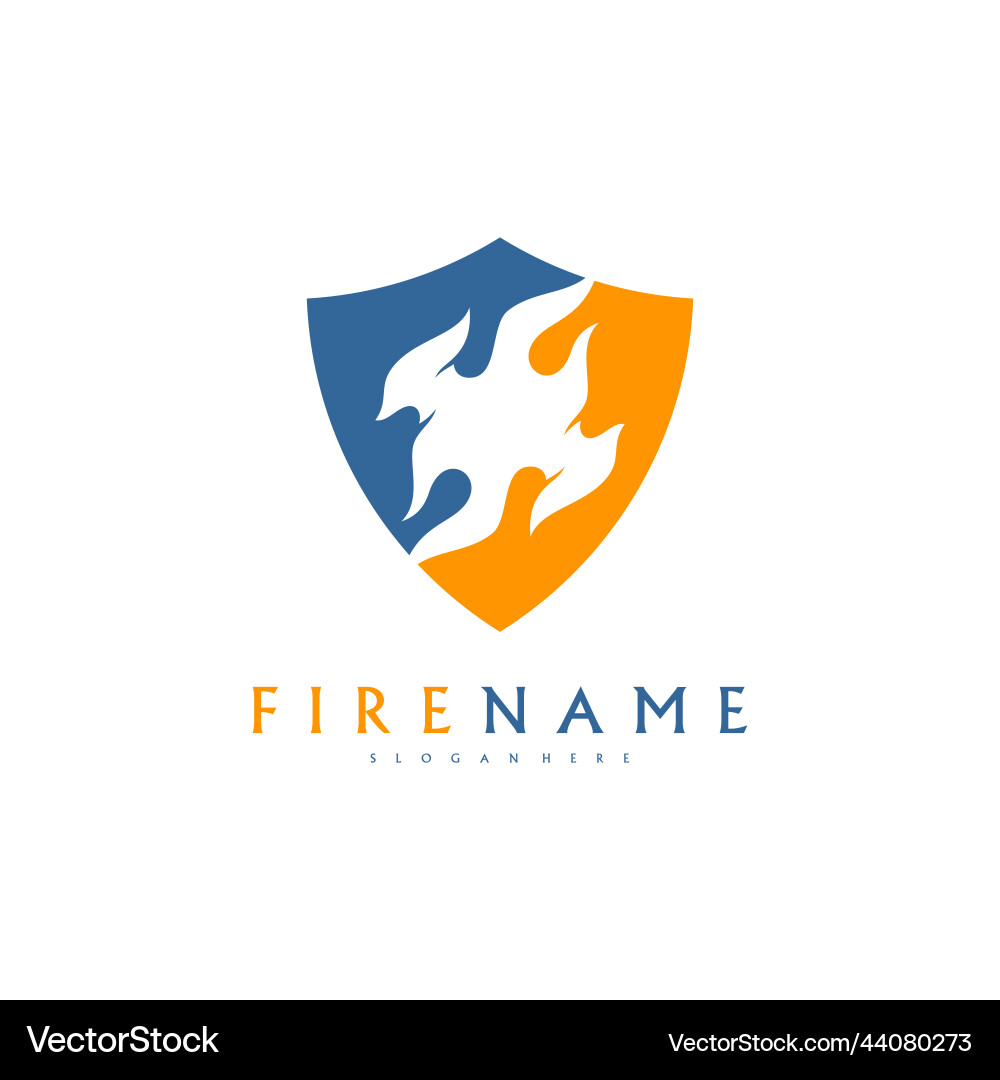 Fire shield logo design element warning sign Vector Image