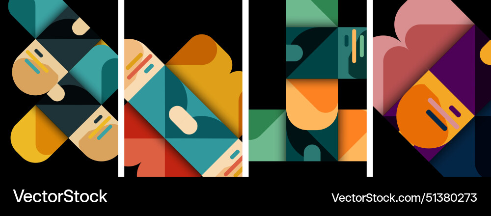 Geometric colorful poster backgrounds with squares