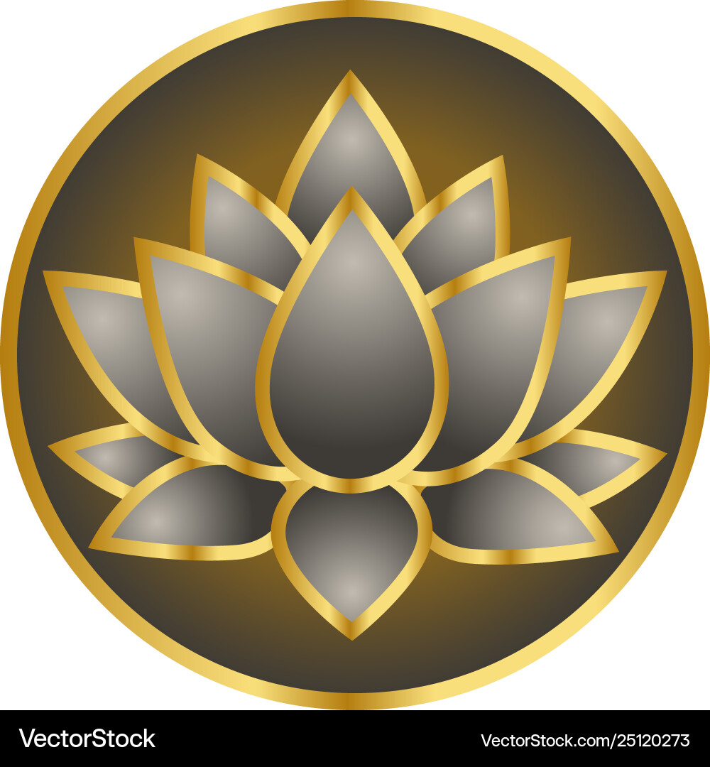 Golden lotus flower shape logo Royalty Free Vector Image