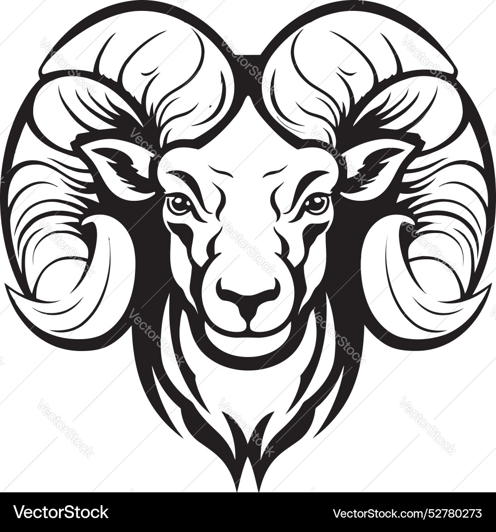 Historic grace vintage ram head logo design Vector Image