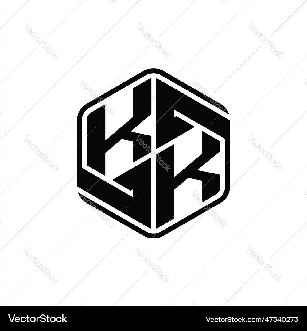 Kk logo monogram hexagon shape with ornament Vector Image