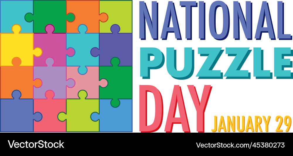 National puzzle day banner Royalty Free Vector Image
