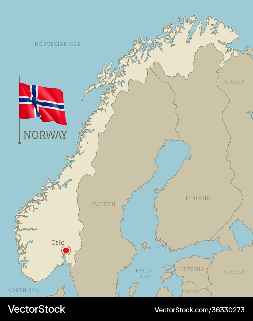 Norway highly detailed map with territory borders Vector Image