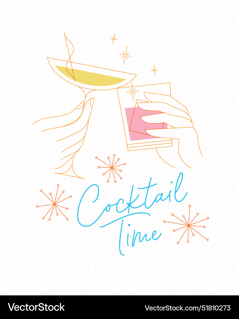 Poster cocktail time in retro style Royalty Free Vector
