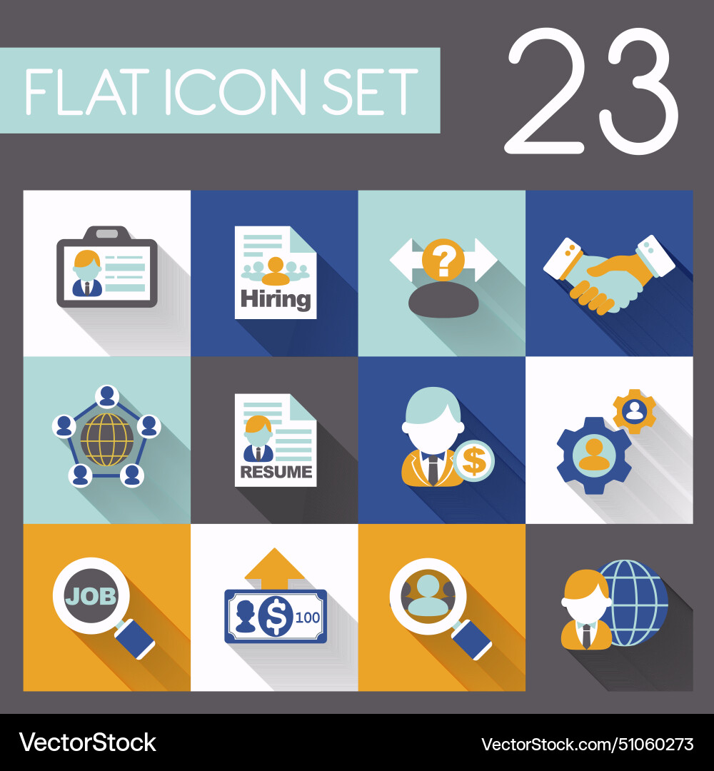 Recruitment and job icon set Royalty Free Vector Image