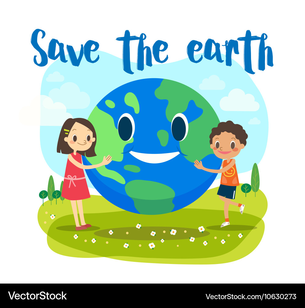 Save the earth ecology concept cartoon Royalty Free Vector