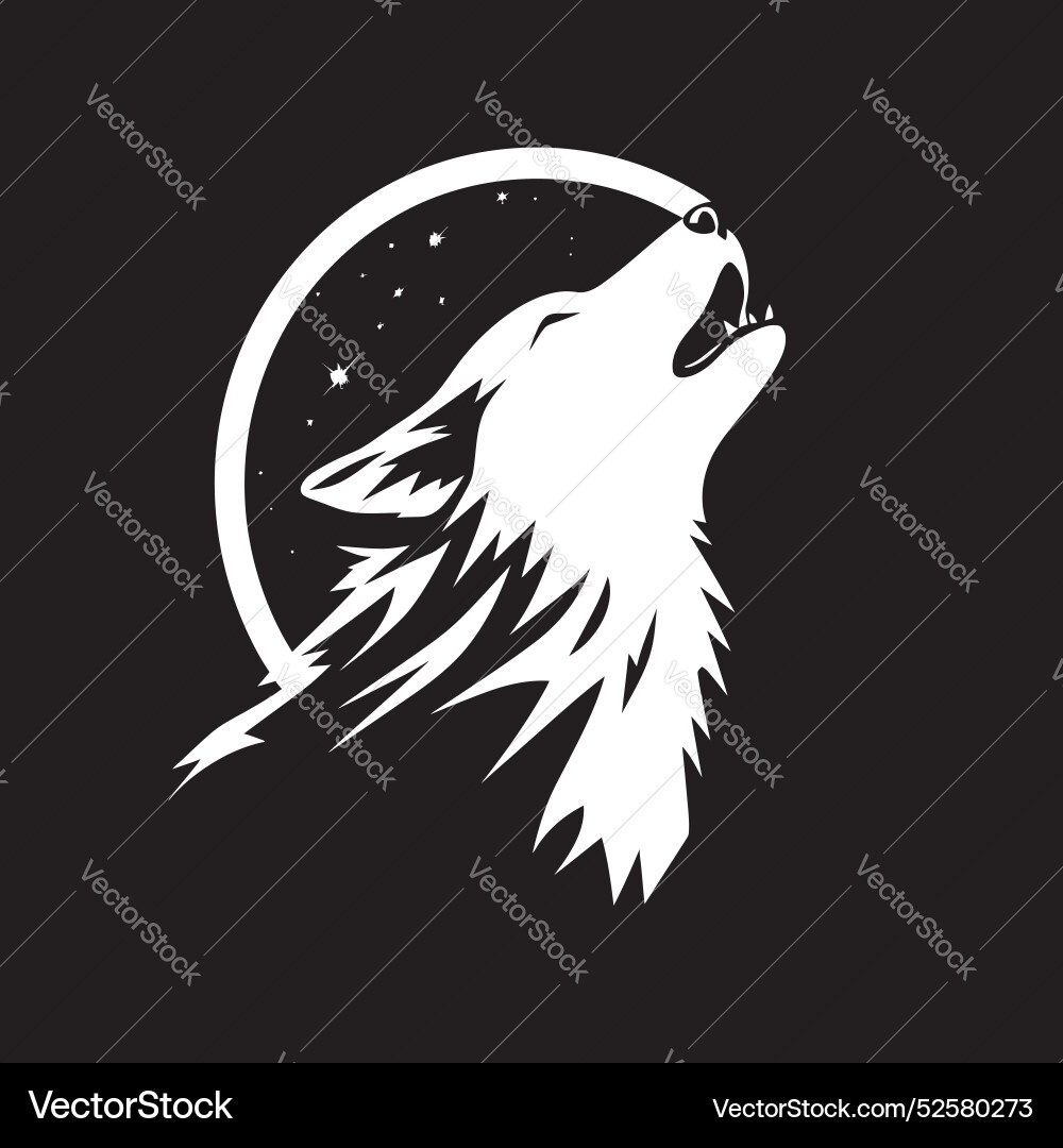 Shadowhowl logo design for nocturnal wolf mooncry Vector Image