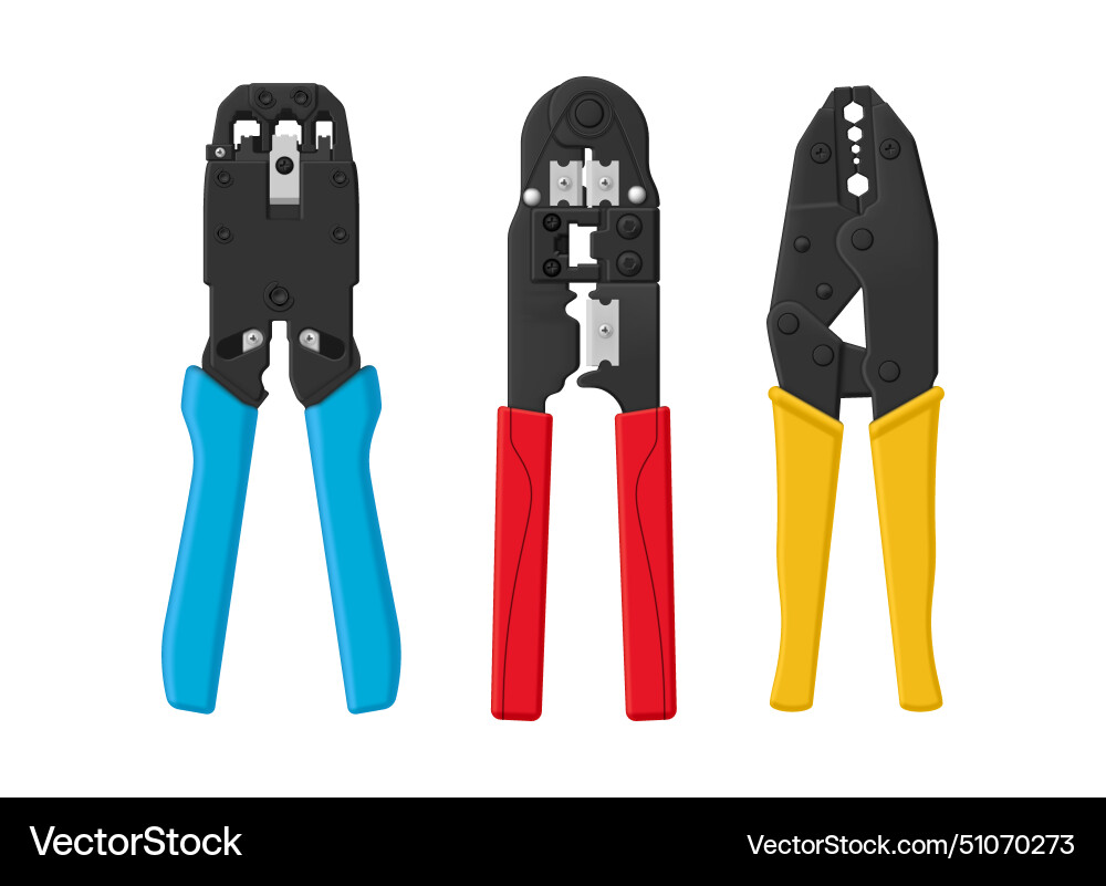 Twisted pair crimping tools with blue red Vector Image