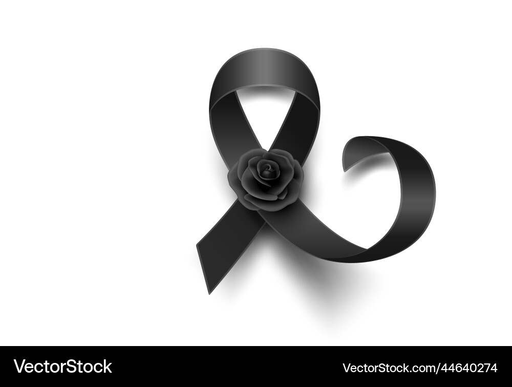 Black silk ribbon with rose design Royalty Free Vector Image
