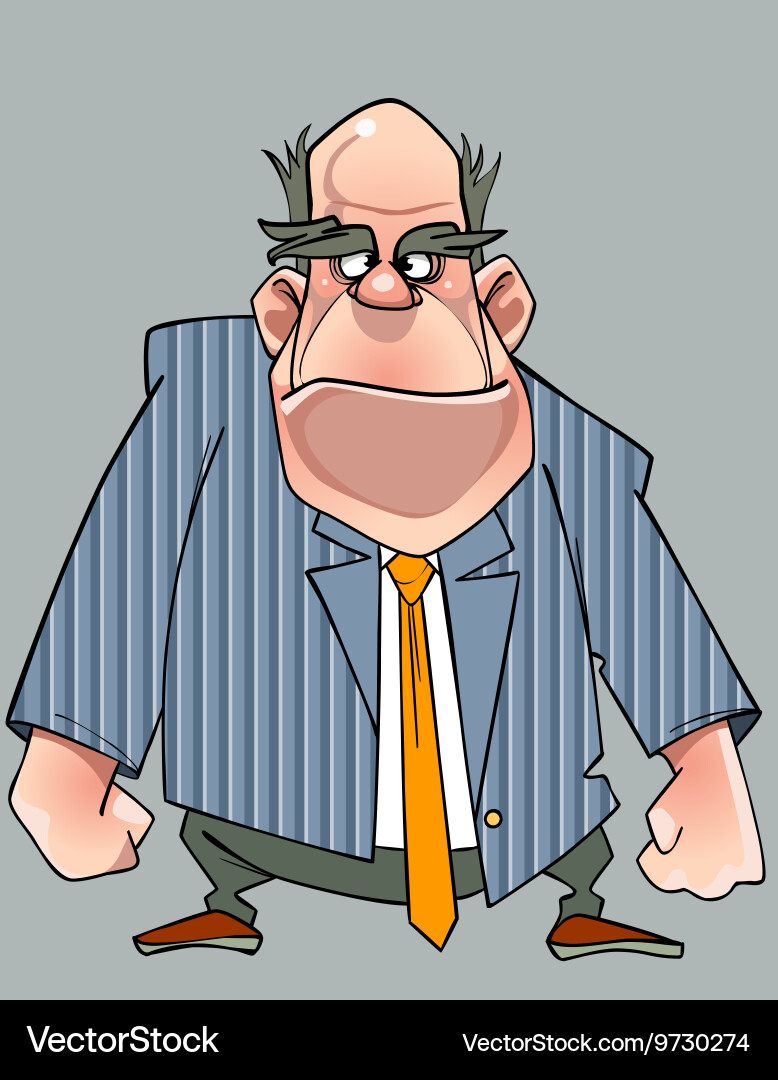 Cartoon entgrunted Mann in einem Anzug stehend Vektorbild