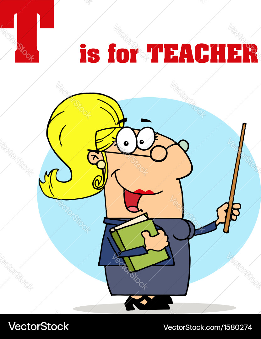 Cartoon teach with letter Royalty Free Vector Image