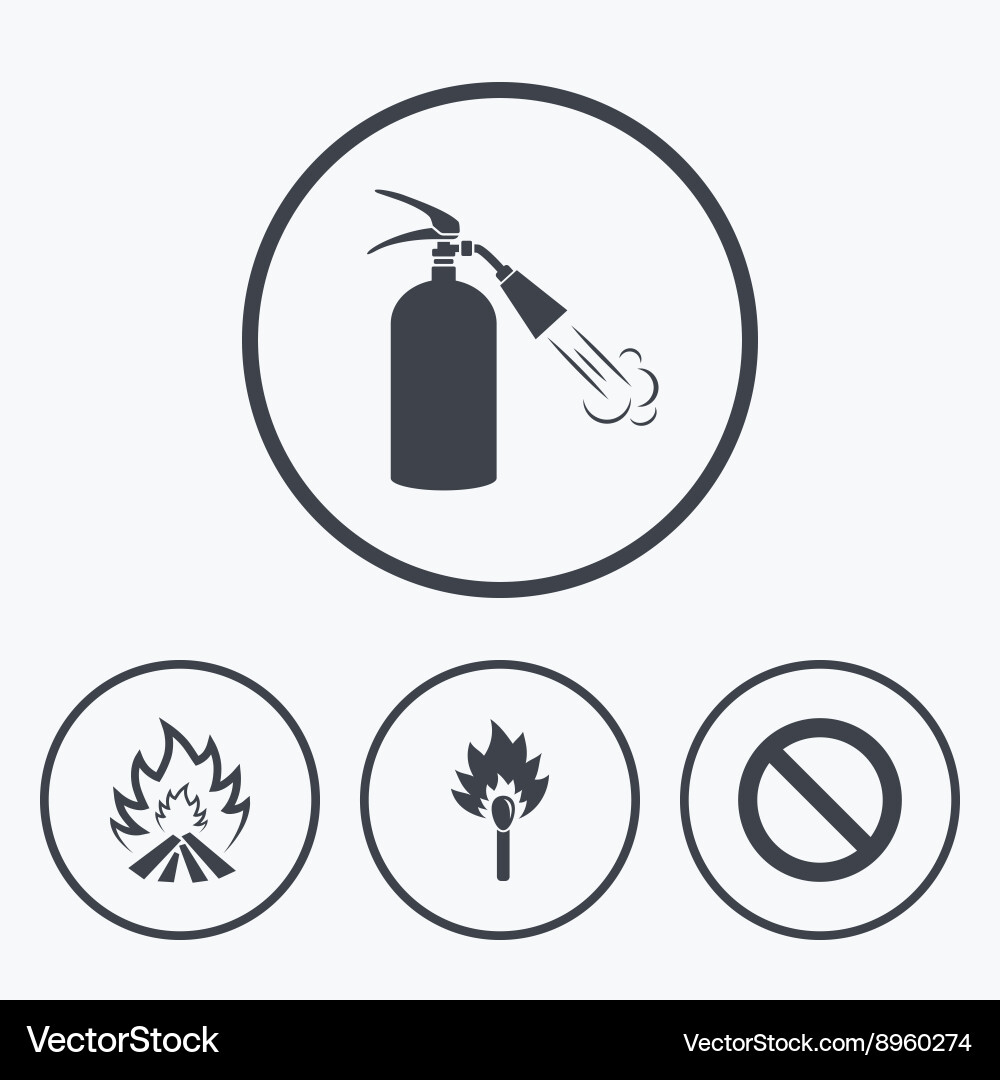 Fire flame icons prohibition stop symbol Vector Image