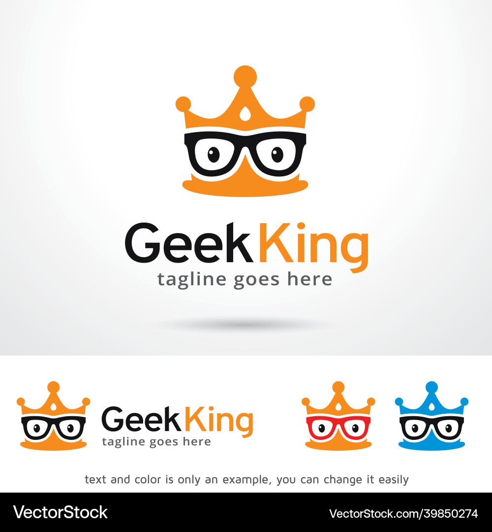 Geek king logo template Royalty Free Vector Image