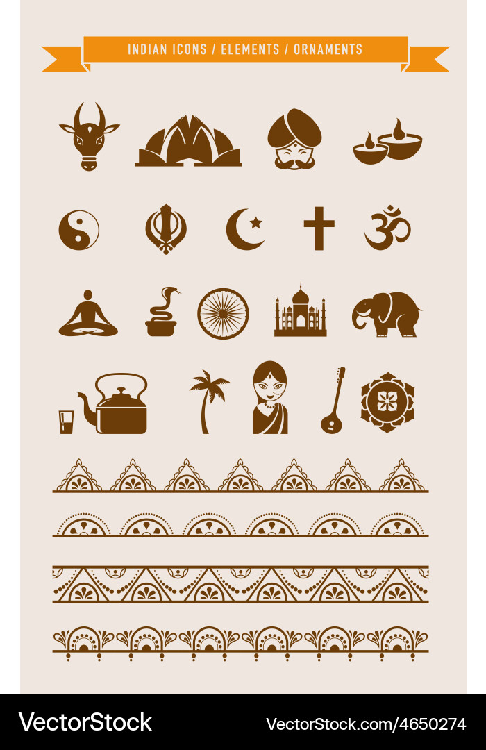 India - collection of icons and elements Vector Image