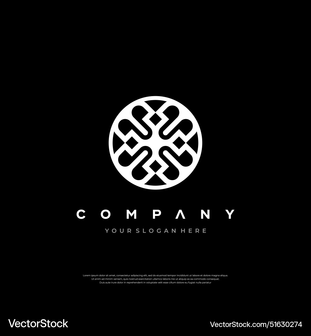 Intricate maze circular logo emblem Royalty Free Vector