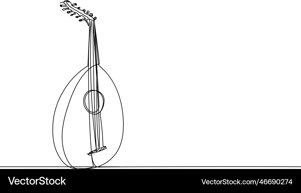 Lute one line art continuous drawing Royalty Free Vector