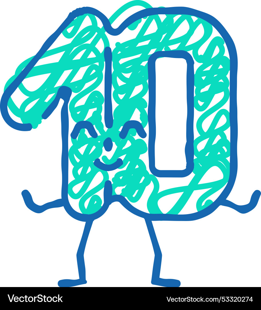 Nine number hand gesture icon doodle Royalty Free Vector