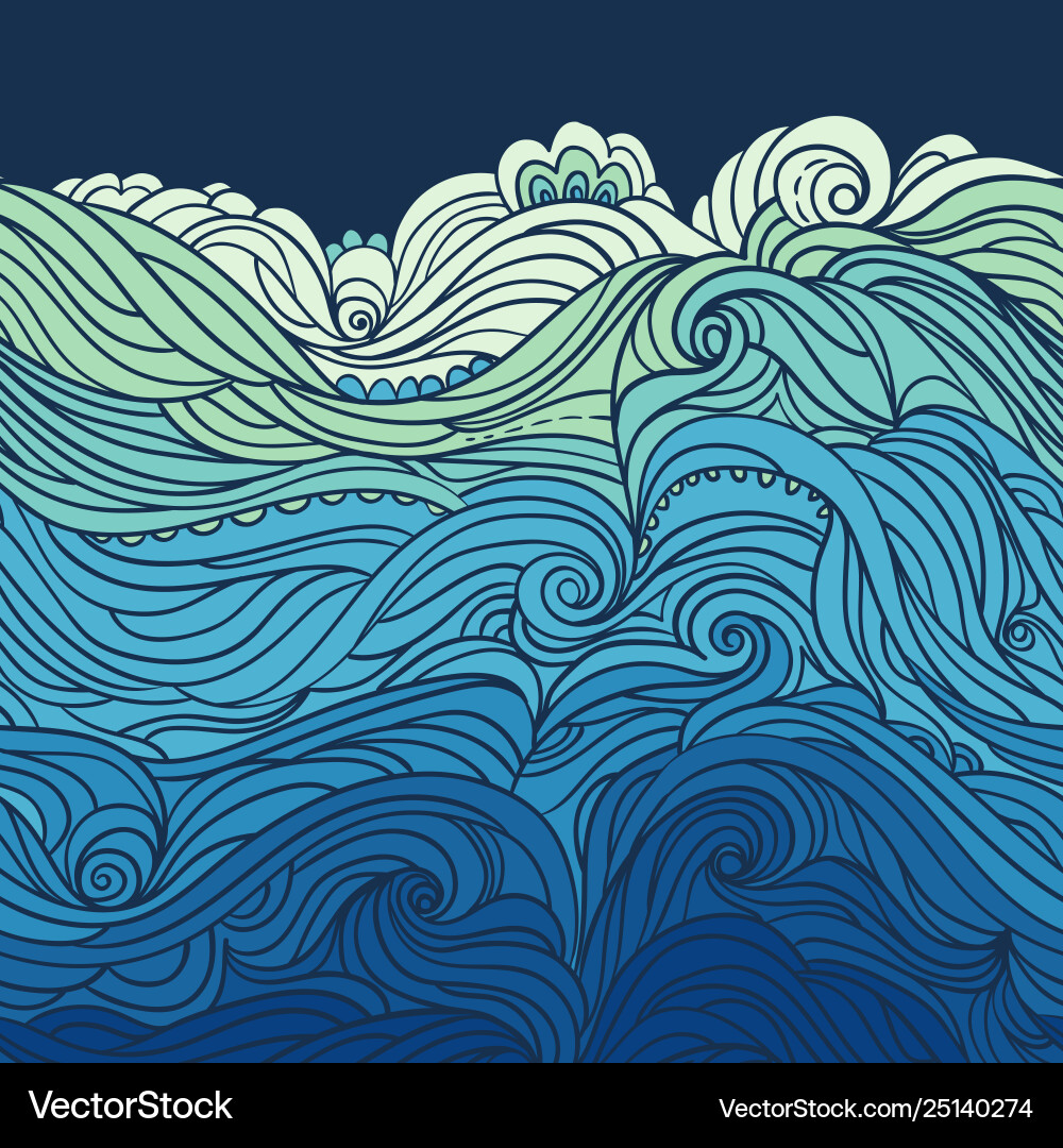 Ocean Wave Pattern - Blue Tides – Royalty-Free Vector | VectorStock