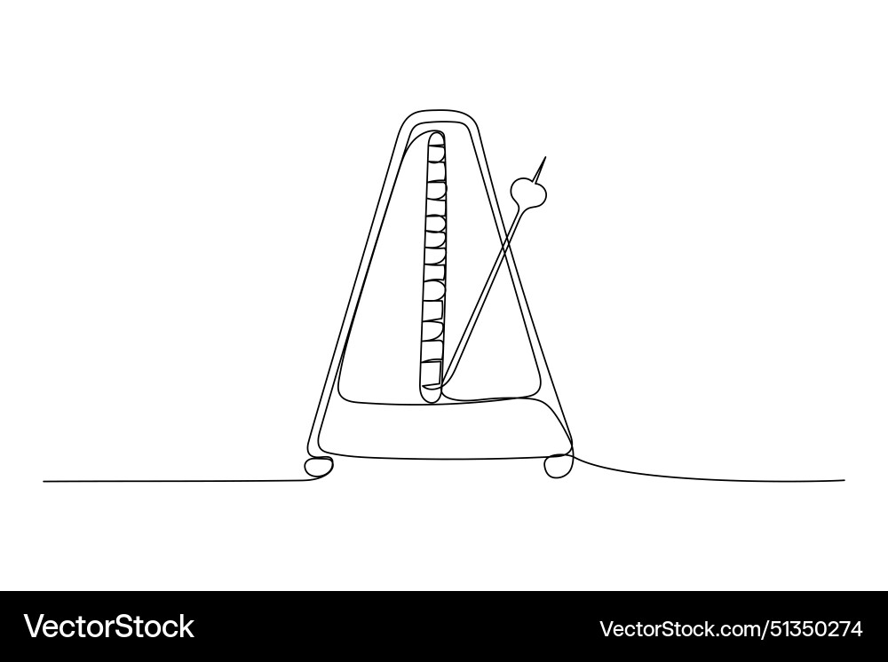 One line musical metronome outline continuous Vector Image